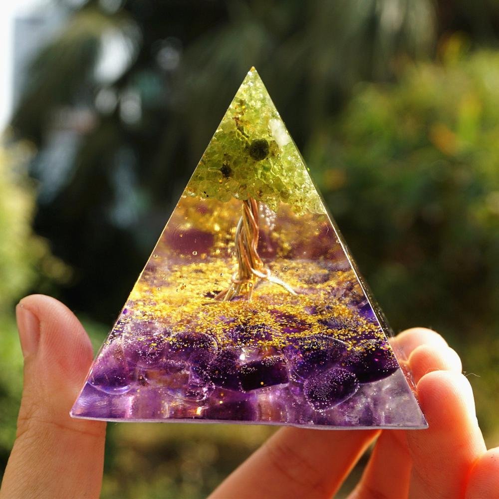Orgone Pyramid~HANDMADE AMETHYST TREE OF LIFE ORGONE PYRAMID 60MM ...