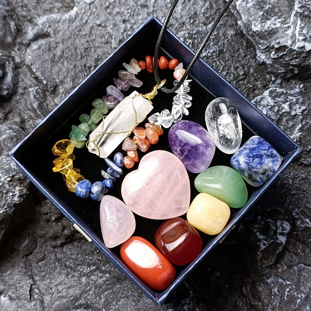 Seven Chakra Combination Set Natural Crystal Healing Reiki Bracelet ...